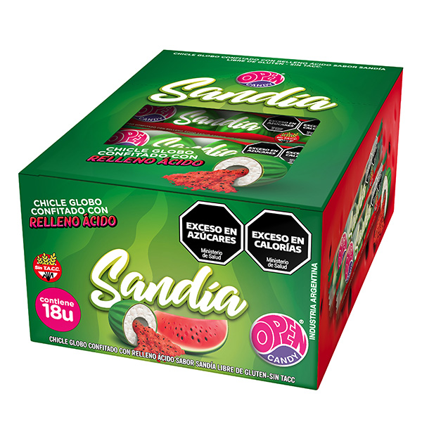 CHICLE OPEN CANDY SANDIA FLOW 4u 18 TIRAS 324g - Dulcilandia Paraná